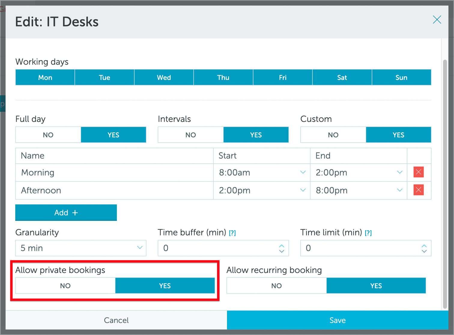 How to activate Private bookings