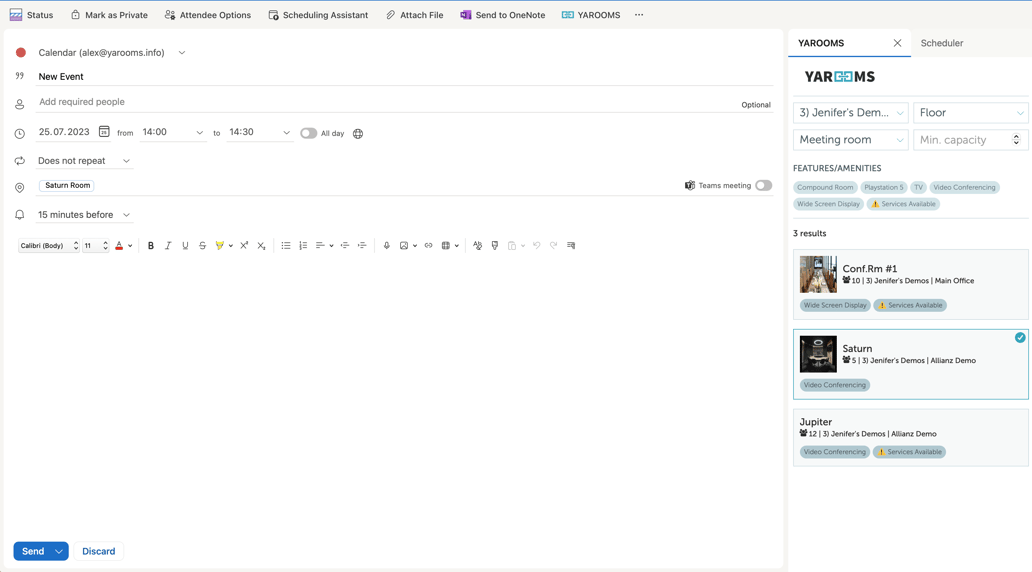 M365 Resources: Configuring the YAROOMS Outlook Add-In