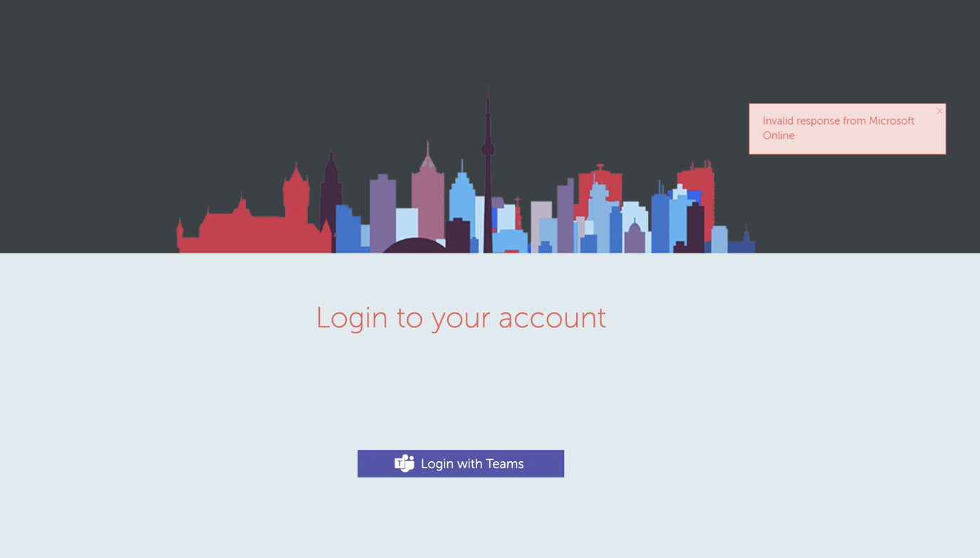 MS-Teams: "Invalid response from Microsoft Online"